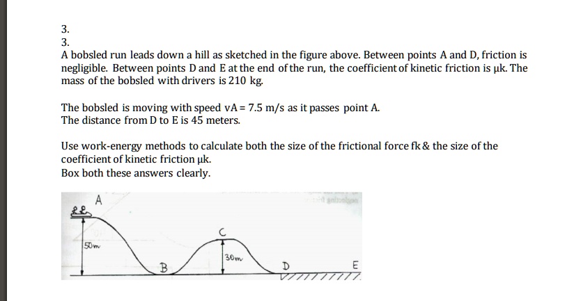 3. 3. A bobsled run leads down a hill as sketched in the figure above ...