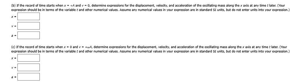 SOLVED: the record of time starts when +Aand determine expressions for the displacement ...