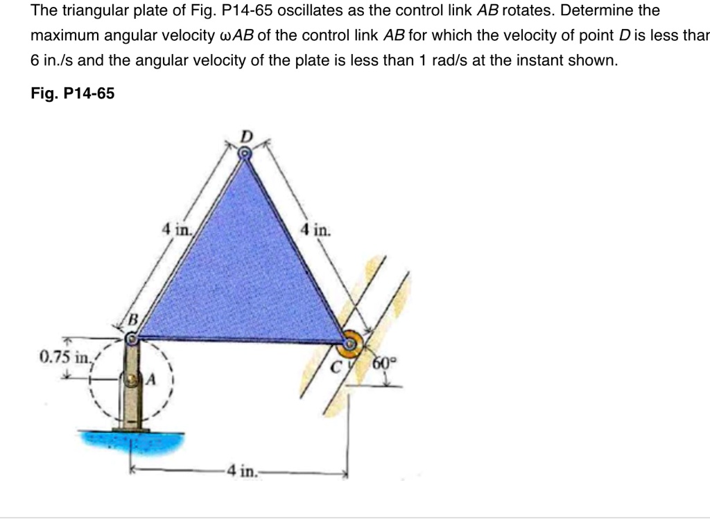SOLVED: The triangular plate of Fig. P14-65 oscillates as the control ...
