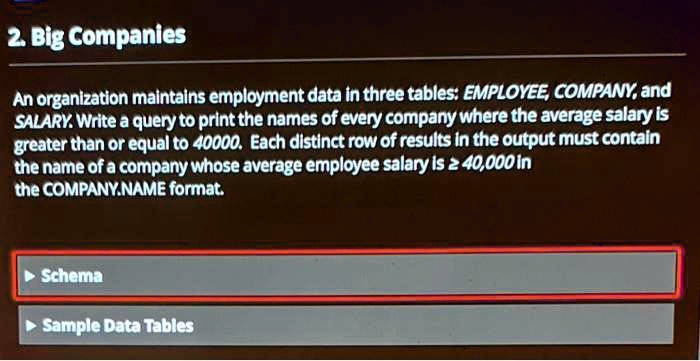 2. Big Companies An organization maintains employment data in three ...