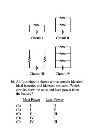 circuit circuit i circuit mi circuit iv aii four circuits shown above ...