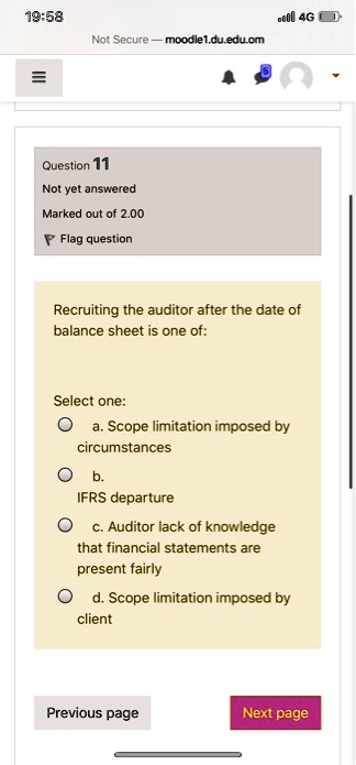 VIDEO solution: 19:58 4G Not Secure - moodle1.du.edu.om Question 11 Not ...