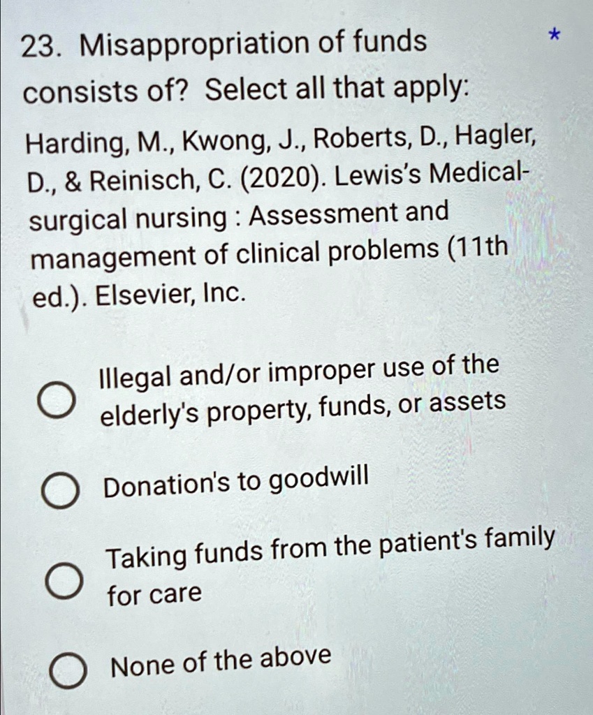 misappropriation of funds consists of select all that apply harding m ...