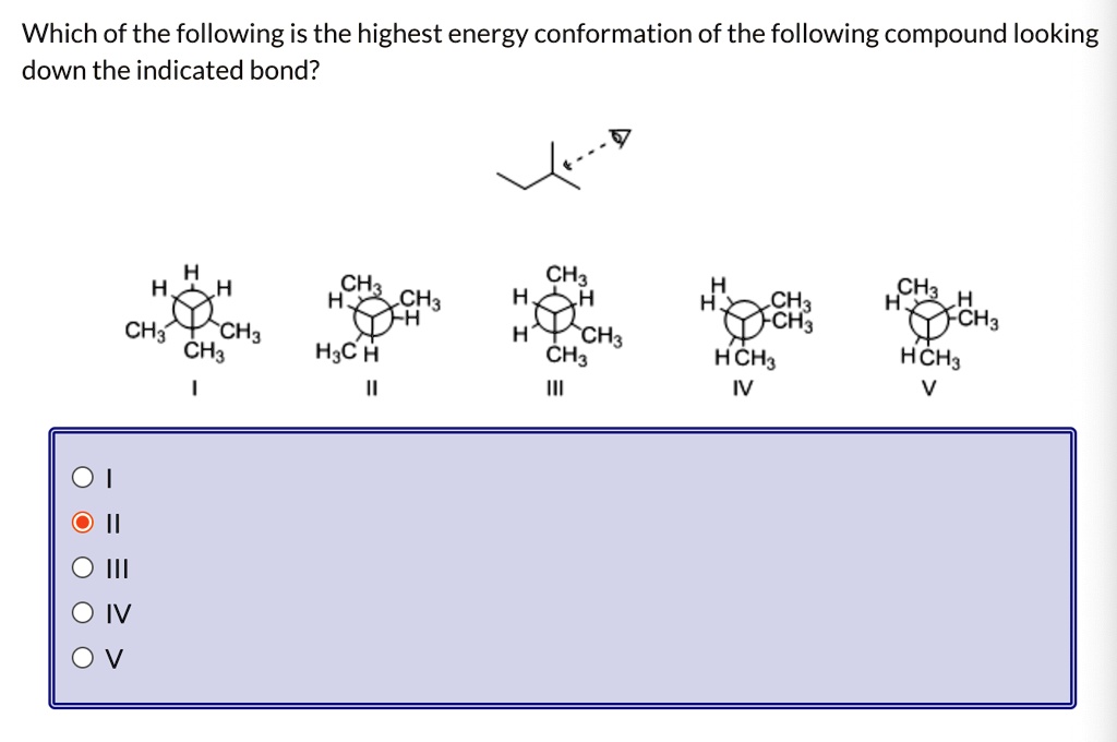which of the following is the highest energy conformation of the ...