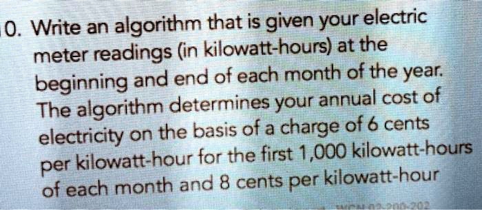 SOLVED: Write an algorithm that is given your electric meter readings ...