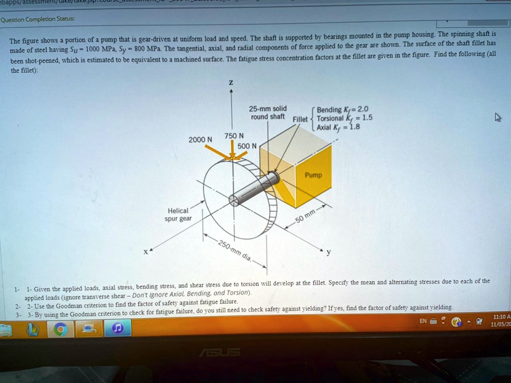 SOLVED: The figure shows a portion of a pump that is gear-driven at a ...