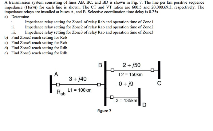 A transmission system consisting of lines AB, BC, and BD is shown in ...
