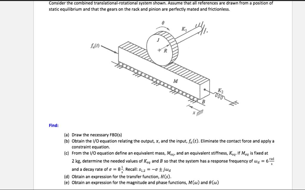 Consider the combined translational-rotational system shown. Assume ...