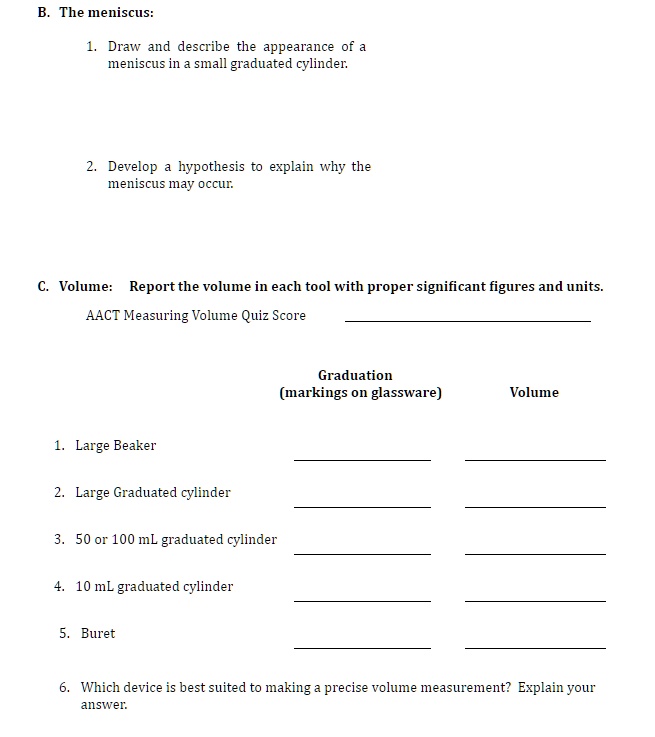 SOLVED: The meniscus: Draw and describe the appearance of the meniscus ...