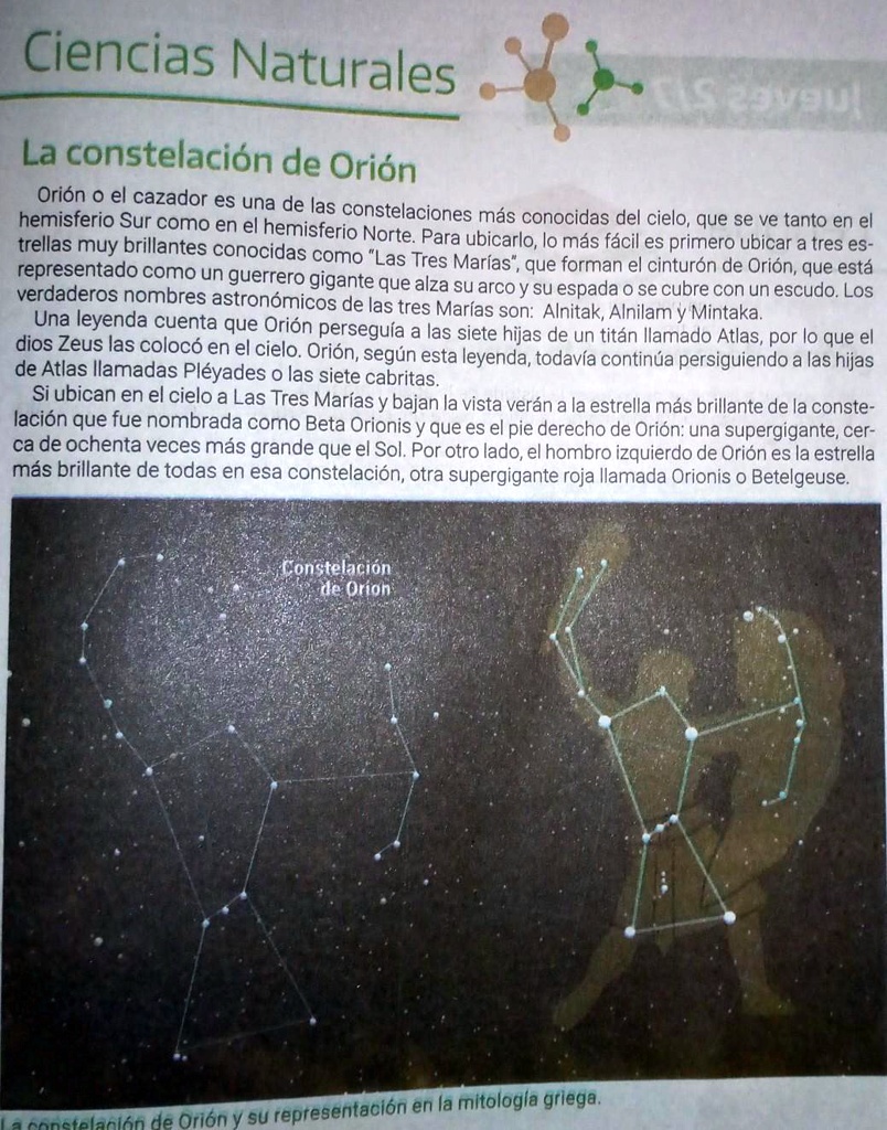 SOLVED: Ubiquen en el cielo nocturno a Orión o Betelgeuse y las ...