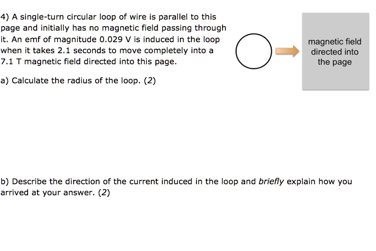 SOLVED:4) A single-turn circular loop of wire is parallel to this page and initially has no ...