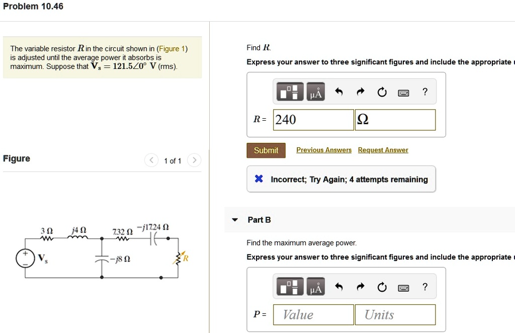 Problem 10.46 The variable resistor R in the circuit shown in (Figure 1) is adjusted until the ...
