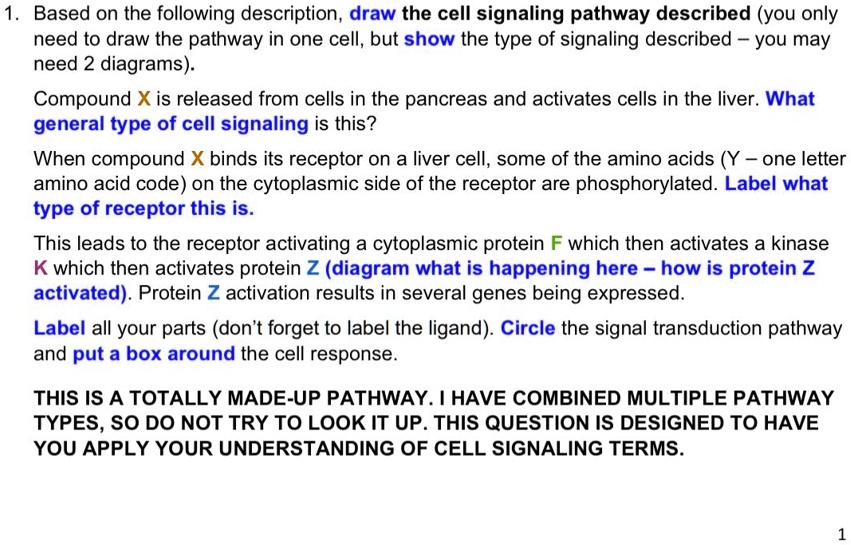 SOLVED: Based on the following description, draw the cell signaling ...