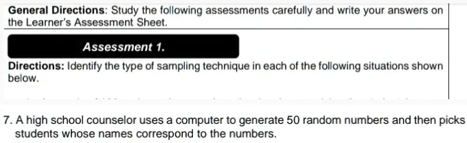 General Directions: Study the following assessments carefully and write ...