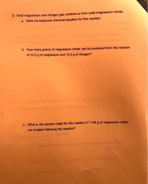 SOLVED:combine to form solid magnesium nitride Solid magnesium and ...