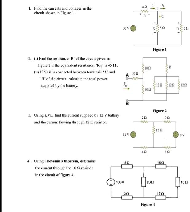 SOLVED: 1. Find the currents and voltages in the circuit shown in Figure 1. Figure 1 ...