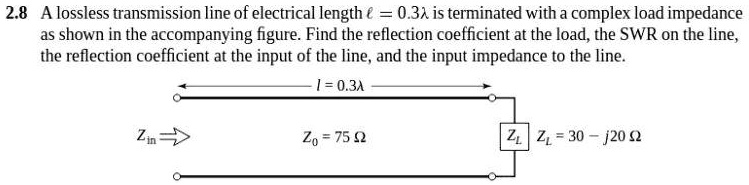 SOLVED: 2.8A lossless transmission line of electrical length = 0.3 is ...