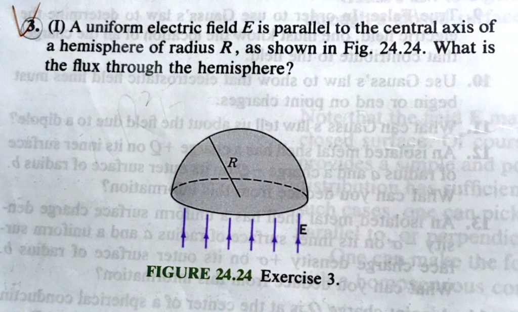 SOLVED: (I) A uniform electric field E is parallel to the central axis of a hemisphere of radius ...