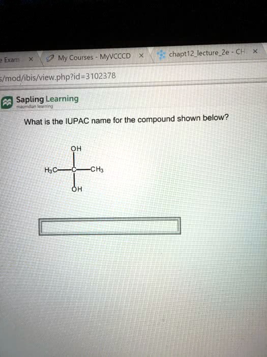 What is the IUPAC name for the compound shown below? OH H3C-C(OH)-CH3