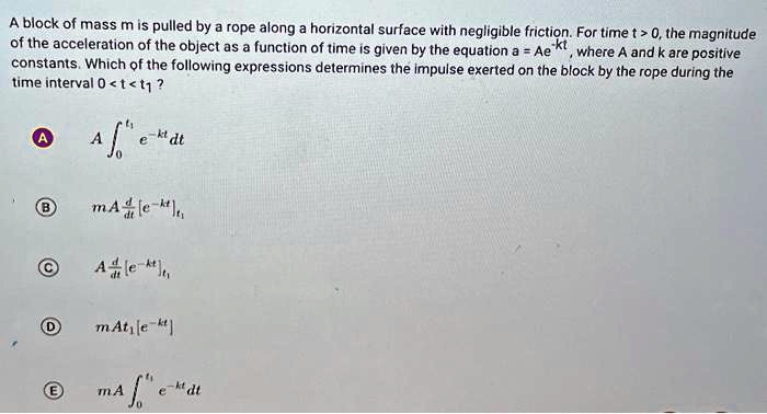 A block of mass m is pulled by a rope along a horizontal surface with negligible friction. For ...