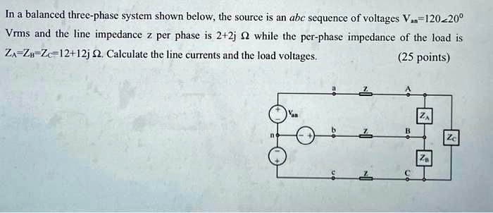 In a balanced three-phase system shown below, the source is an abc ...