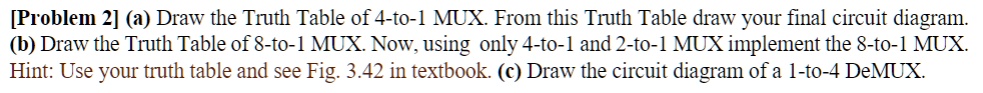 [Problem 2] (a) Draw the Truth Table of 4-to-1 MUX. From this Truth ...
