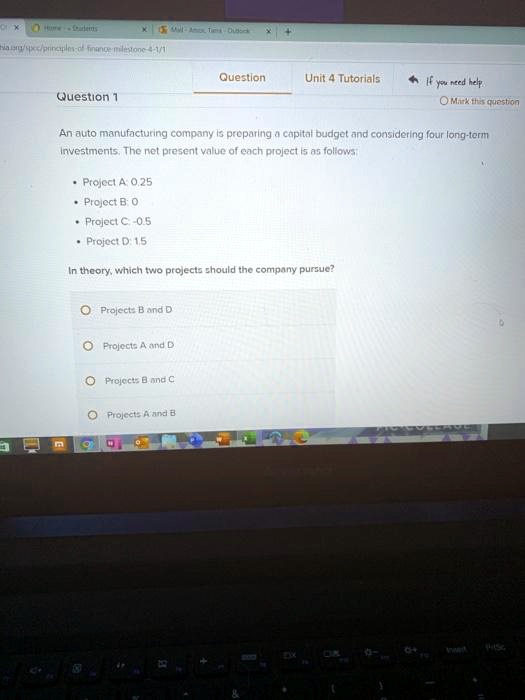 SOLVED: Unit 4 Tutorials If you need help on this question Question 1 An auto manufacturing ...