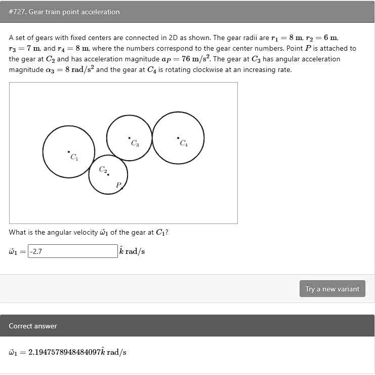 727 gear train point acceleration a set of gears with fixed centers are ...