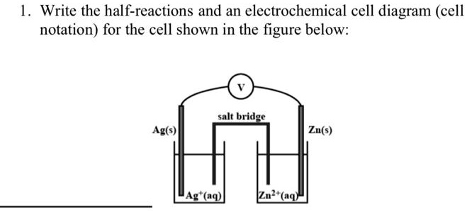 SOLVED: Write the half-reactions and an electrochemical cell diagram ...