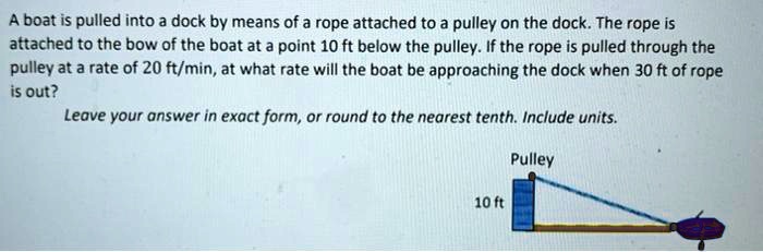 SOLVED: A boat is pulled into a dock by means of a rope attached to a ...