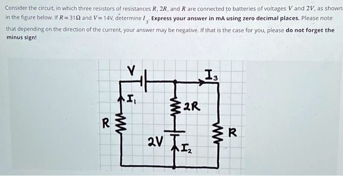 Consider the circuit in which three resistors of resistances R, 2R, and ...