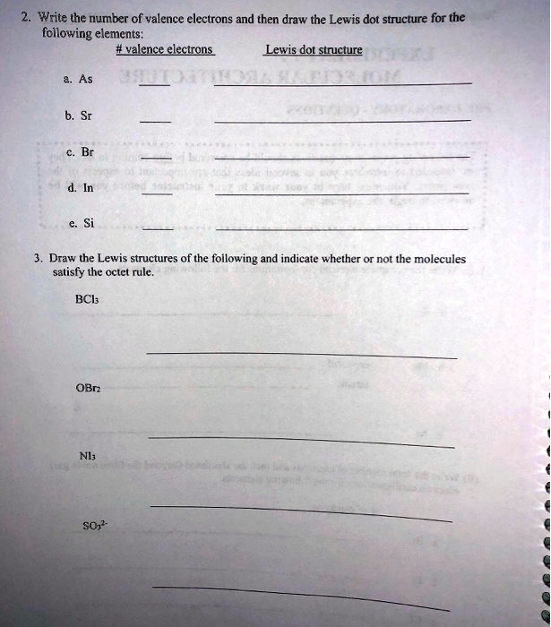 SOLVED: Write the number of valence electrons and then draw the Lewis ...
