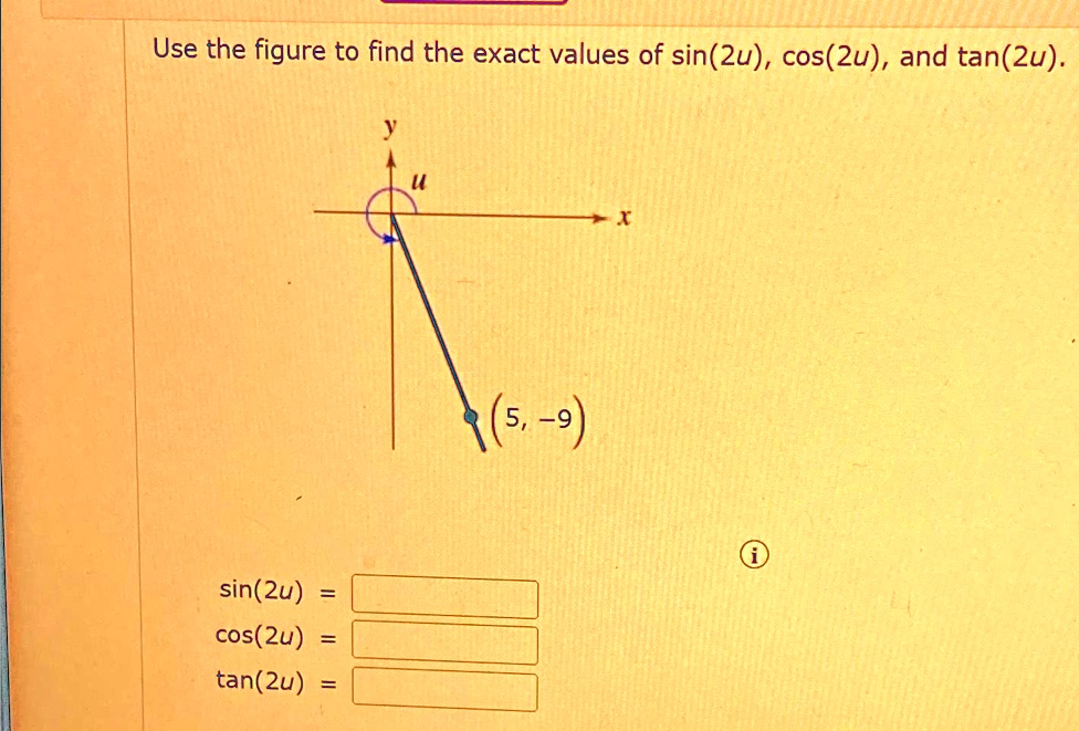 [GET ANSWER] Use the figure to find the exact values of sin(2u), cos(2u ...