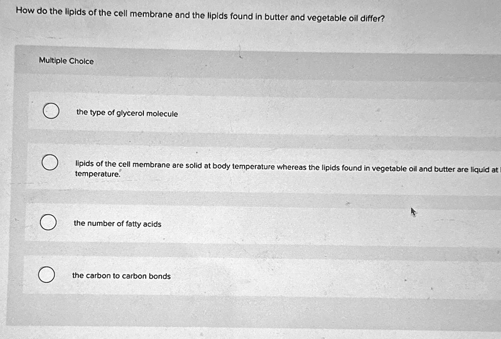How do the lipids of the cell membrane and the lipids found in butter ...