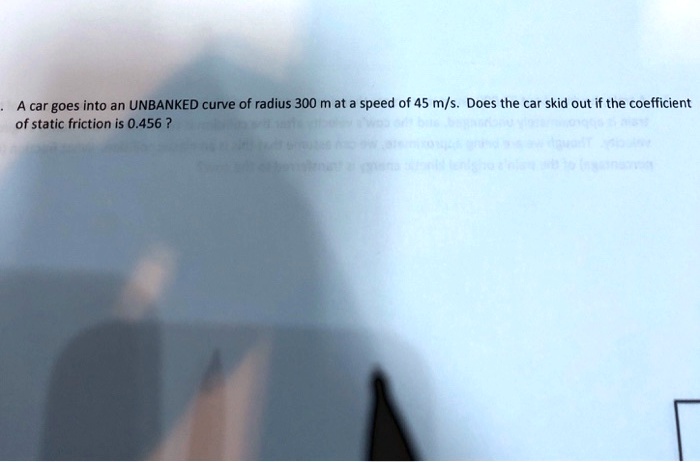 SOLVED: A car goes into an UNBANKED curve of radius 300 m at a speed of ...