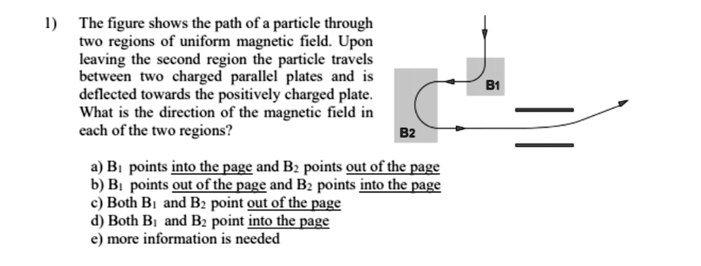 SOLVED: The figure shows the path of a particle through two regions of ...