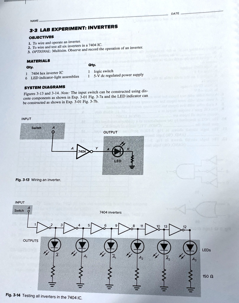 NAME 3-3 LAB EXPERIMENT: INVERTERS OBJECTIVES 1. To wire and operate an inverter. 2. To wire and ...