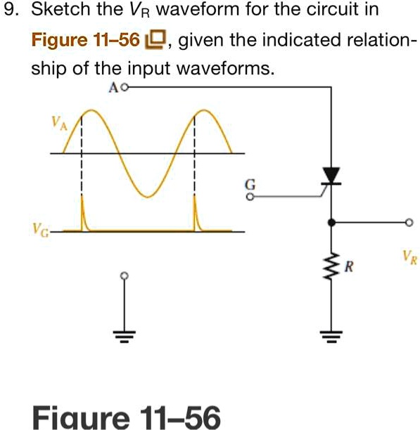 9. Sketch the VR waveform for the circuit in Figure 11-56, given the indicated relation- ship of ...