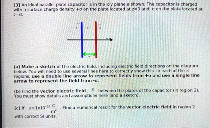 SOLVED: [3] An ideal parallel plate capacitor is in the x-y plane shown ...