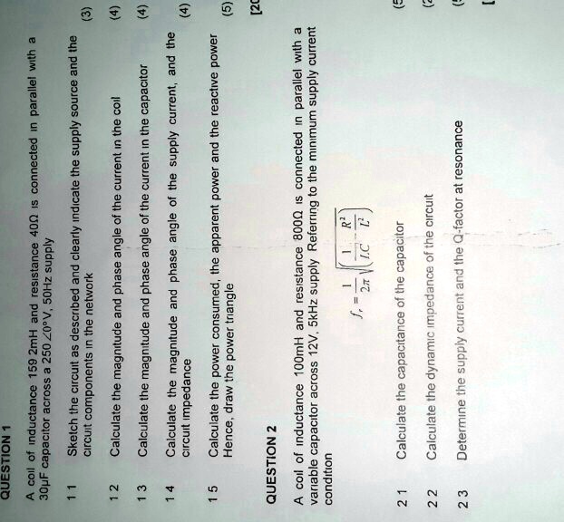 SOLVED: Calculate the magnitude and phase angle of the current in the coil A coil of inductance ...