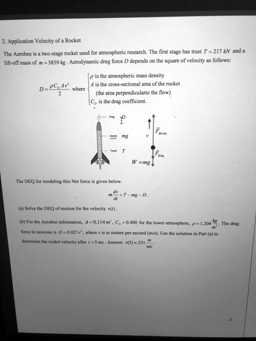 2. Application Velocity of a Rocket The Aerobee is a...