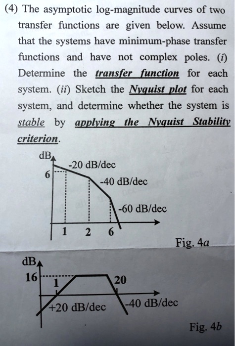 (4) The asymptotic log-magnitude curves of two transfer functions are given below. Assume that ...