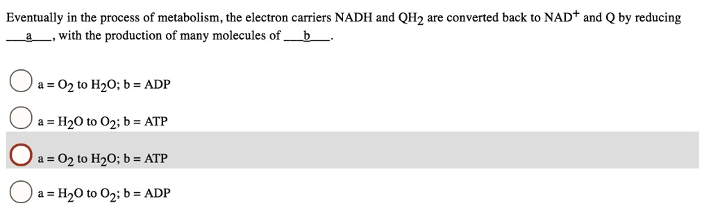SOLVED: Eventually in the process of metabolism, the electron carriers ...