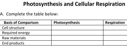 SOLVED: 'pa help po sa science Photosynthesis and Cellular Respiration ...