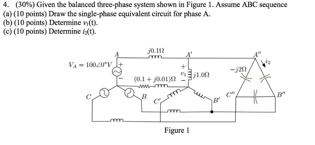 SOLVED: 4. (30%) Given the balanced three-phase system shown in Figure ...