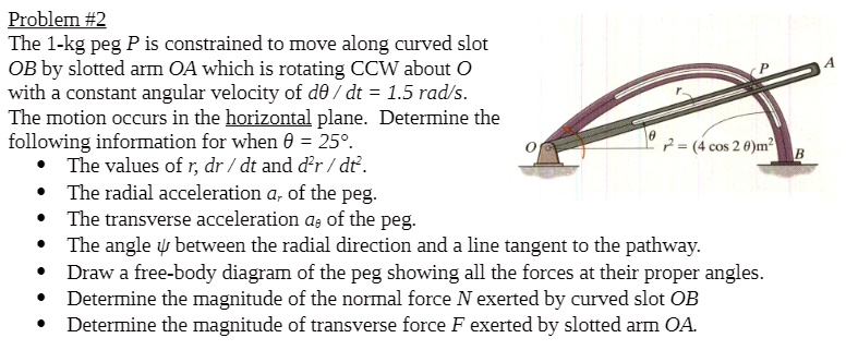 SOLVED: Problem #2: The 1-kg peg P is constrained to move along a ...
