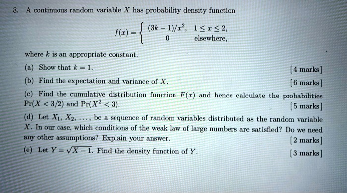 a continuous random variable x has probability density function 3k ir 1i2 elsewhere fz here kis ...