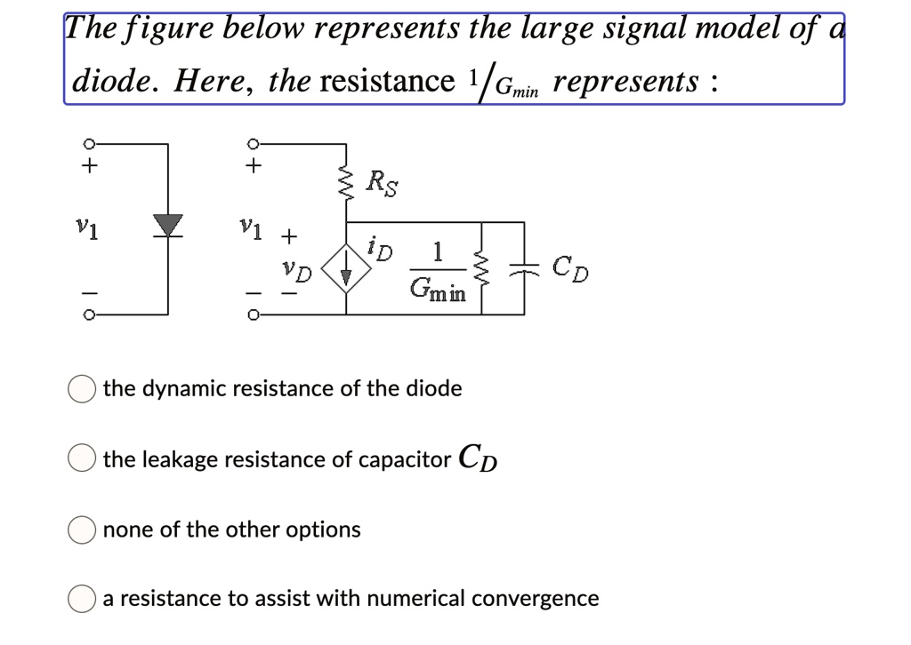 The figure below represents the large signal model of a diode. Here ...
