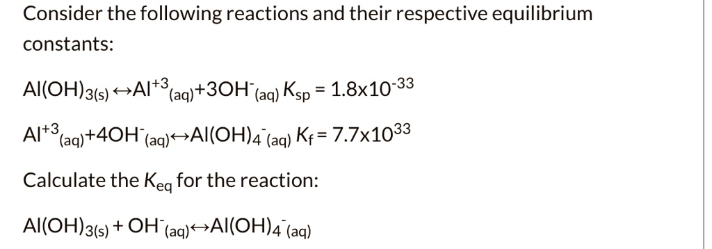 SOLVED: Consider the following reactions and their respective ...