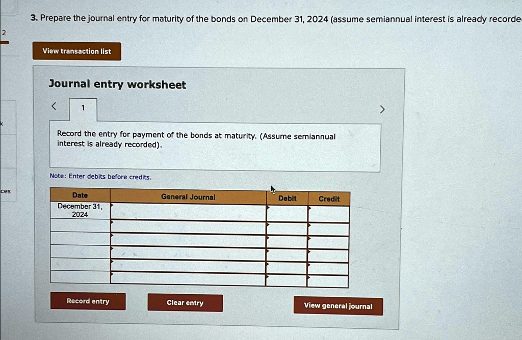prepare the journal entry for maturity of the bonds on december 31 2024 ...